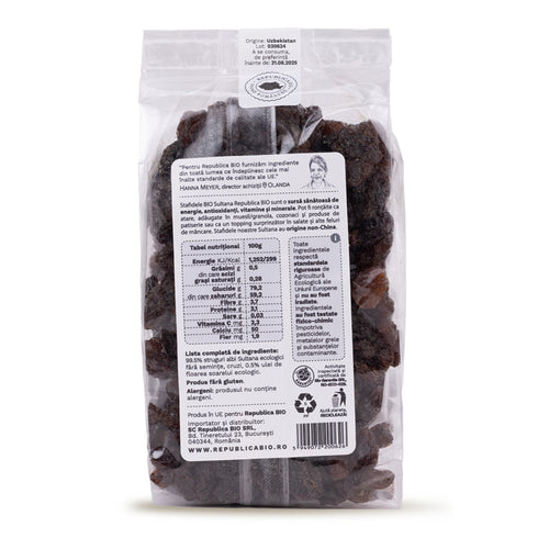 Stafide Bio Sultana FARA GLUTEN Republica BIO, 250g, ecologic