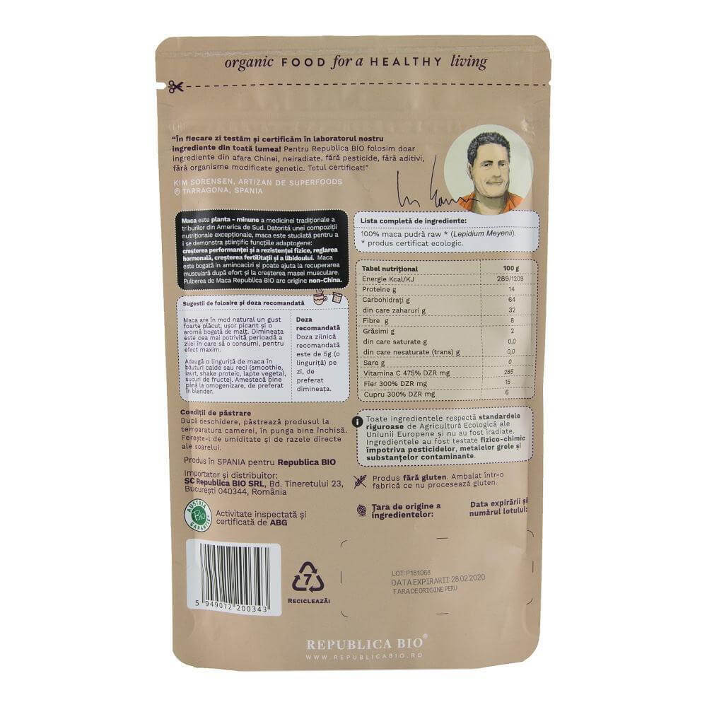 Maca, pulbere ecologica pura Republica BIO, 150 g