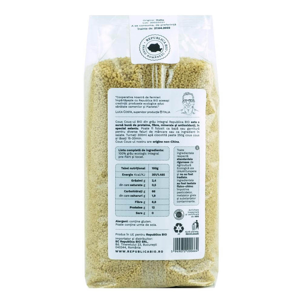Cous Cous Bio din grau integral Republica BIO, 500g, ecologic